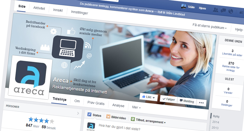 Nytt design på Facebooksider – stalelindblad.no